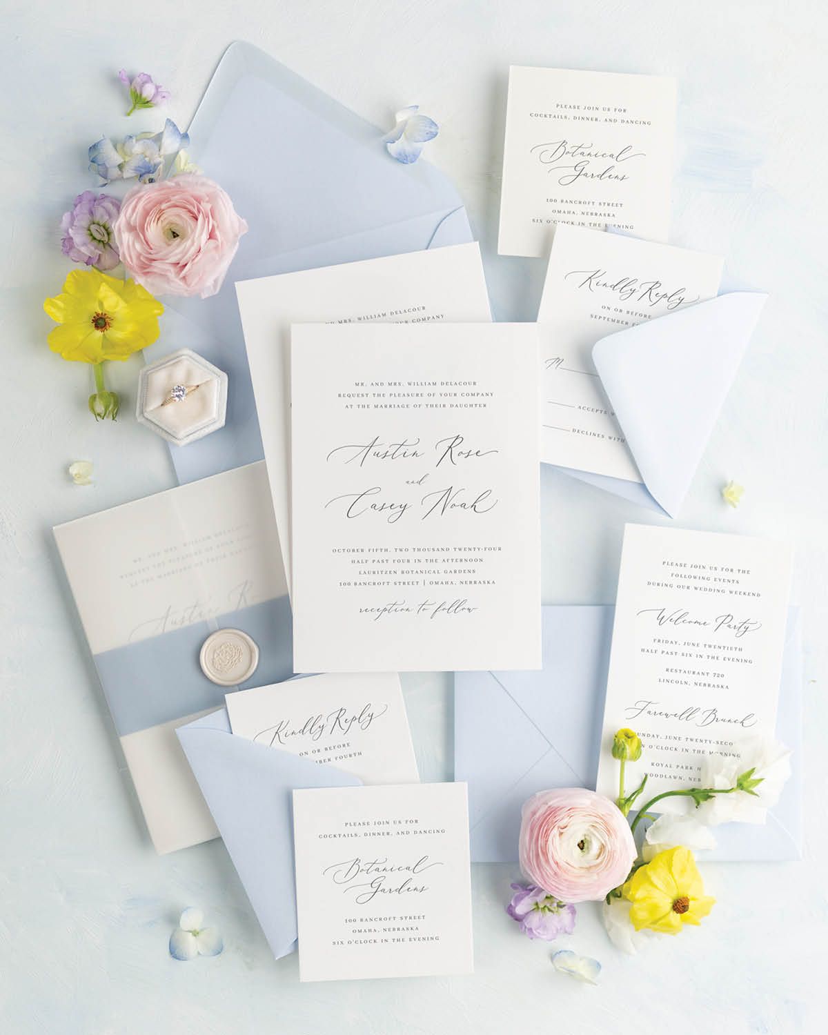 Light Blue Spring Wedding Invitations for a Timeless Celebration ...