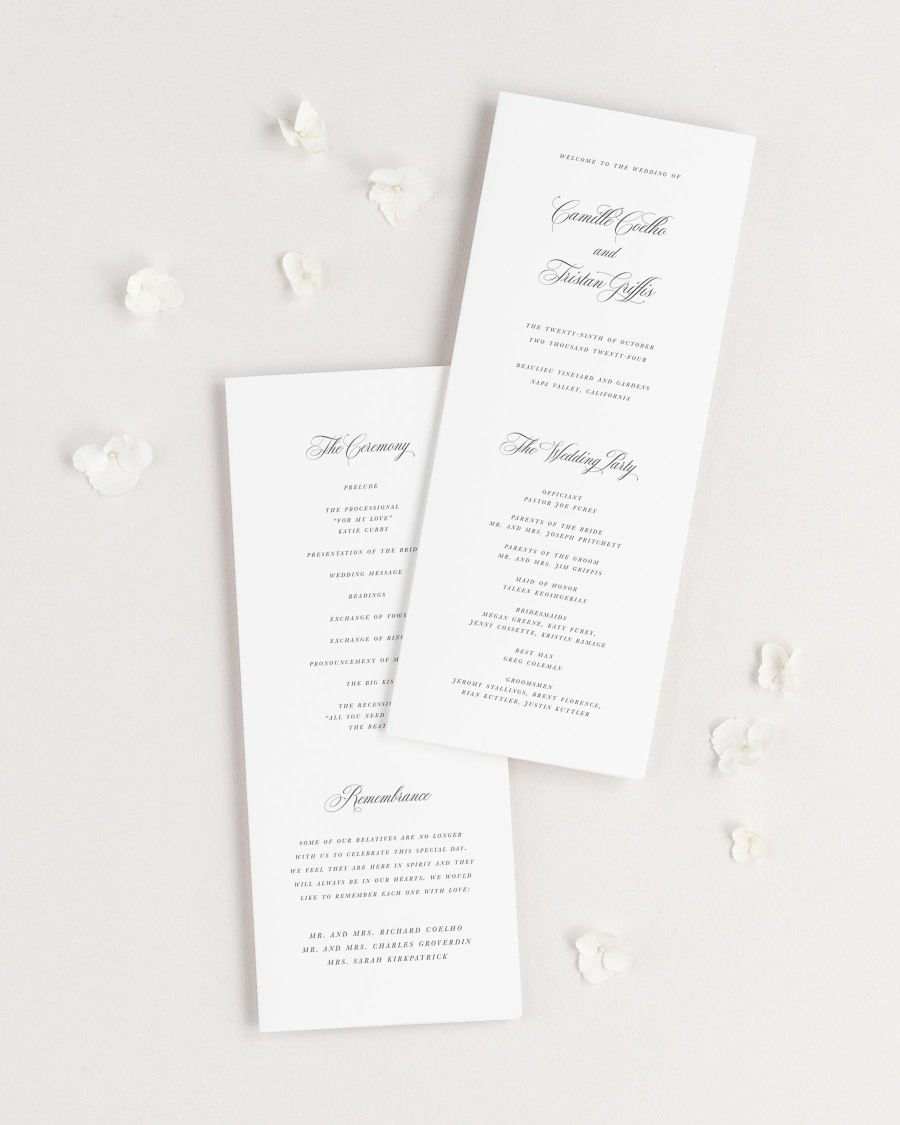 Camille Wedding Programs | Shine Wedding Invitations