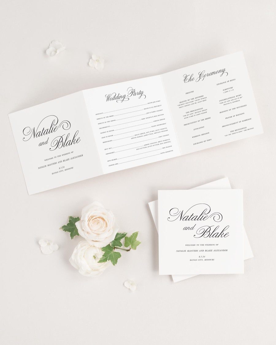 Classic Script Wedding Programs | Shine Wedding Invitations