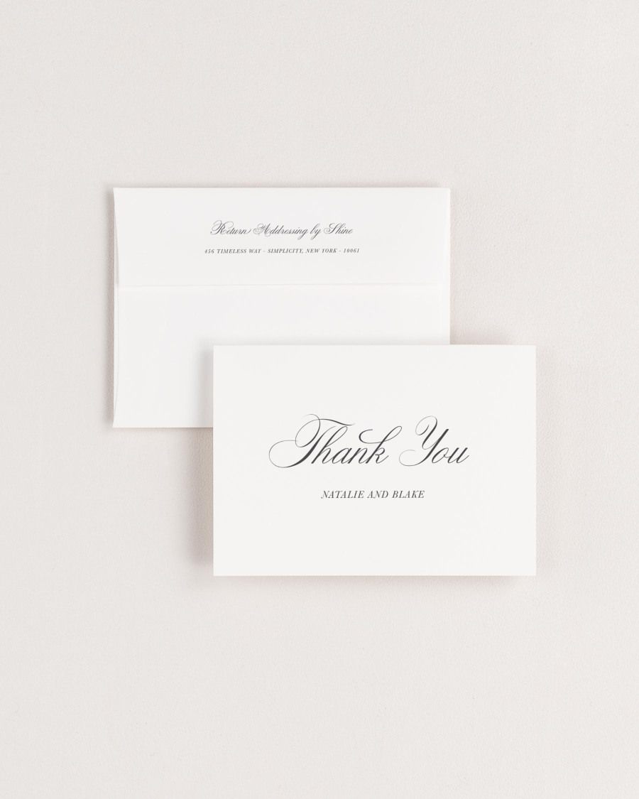 Classic Script Wedding Thank You Cards | Shine Wedding Invitations