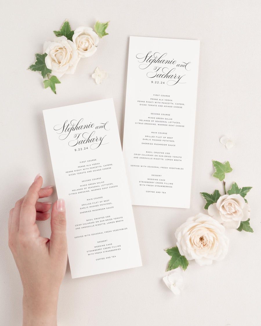 Delicate Elegance Wedding Menus | Shine Wedding Invitations