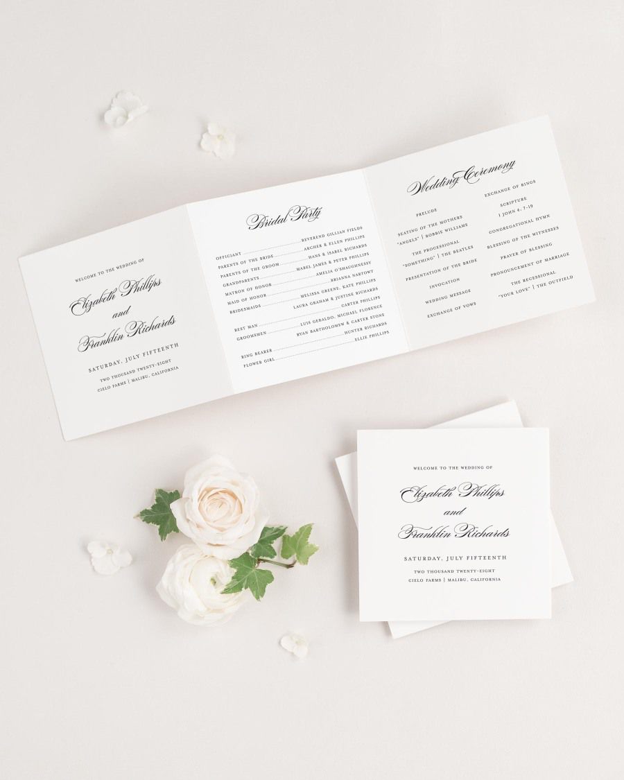 Elizabeth Wedding Programs | Shine Wedding Invitations