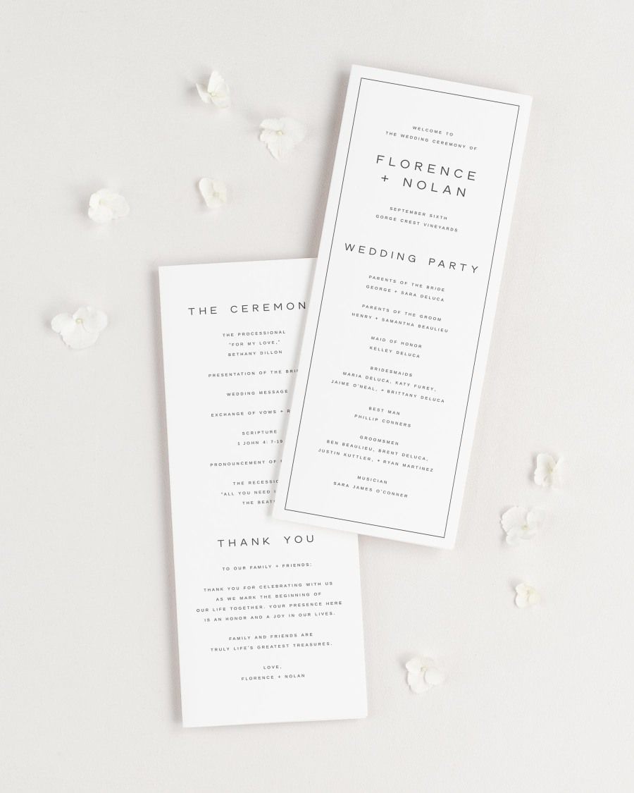 Florence Wedding Programs | Shine Wedding Invitations