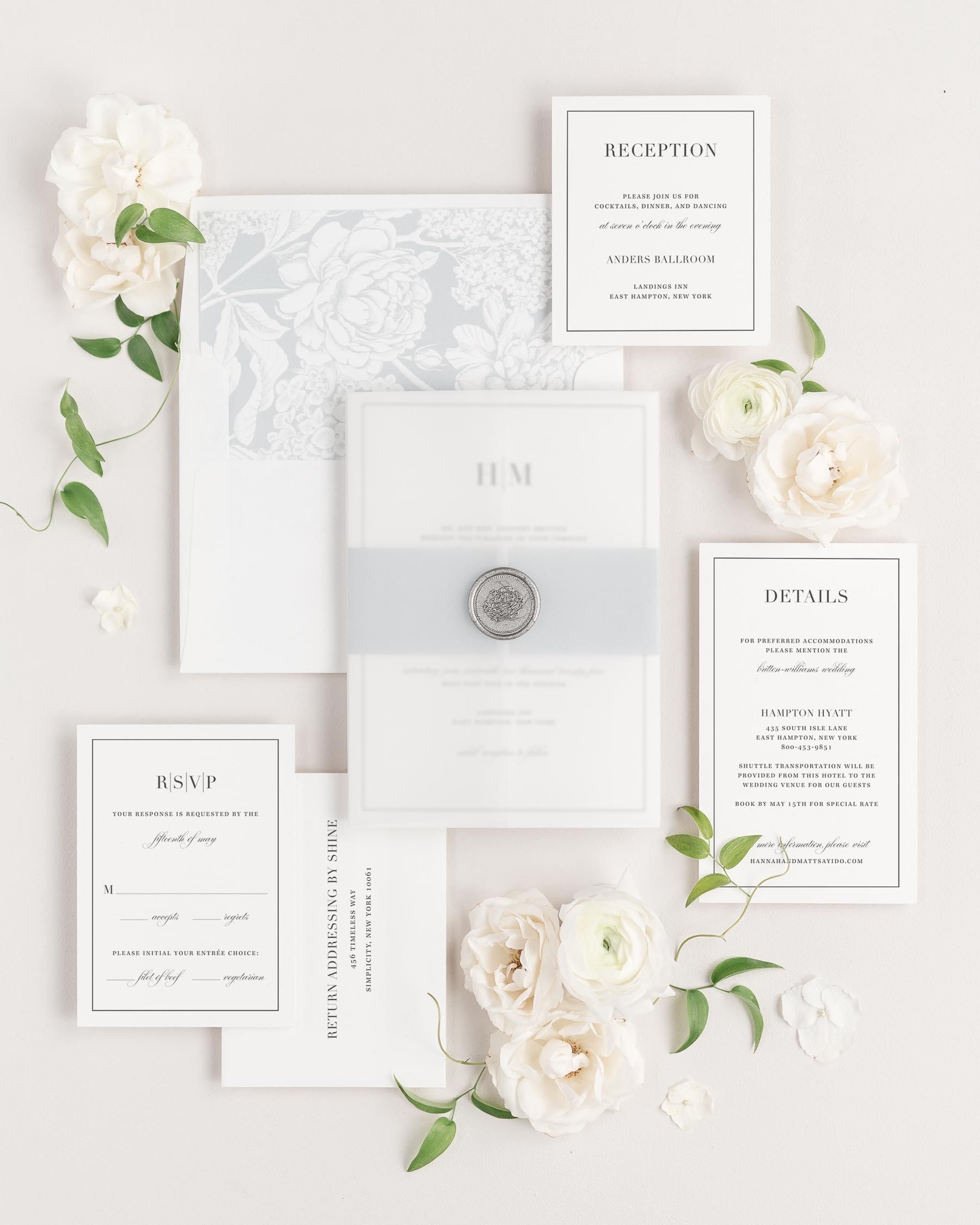Modern Monogram Wedding Invitations in Cloud Blue | Shine Wedding ...