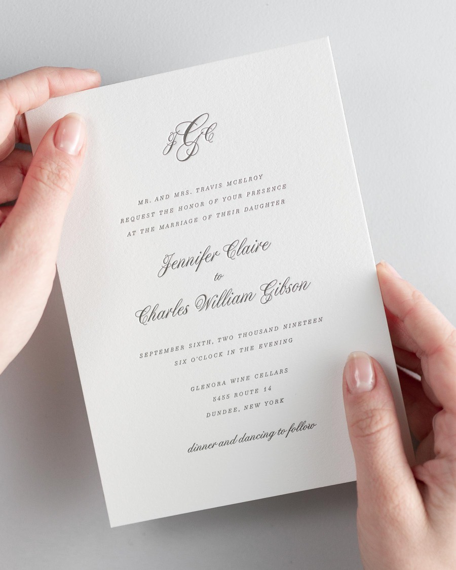 Jennifer Letterpress Wedding Invitations | Shine Wedding Invitations