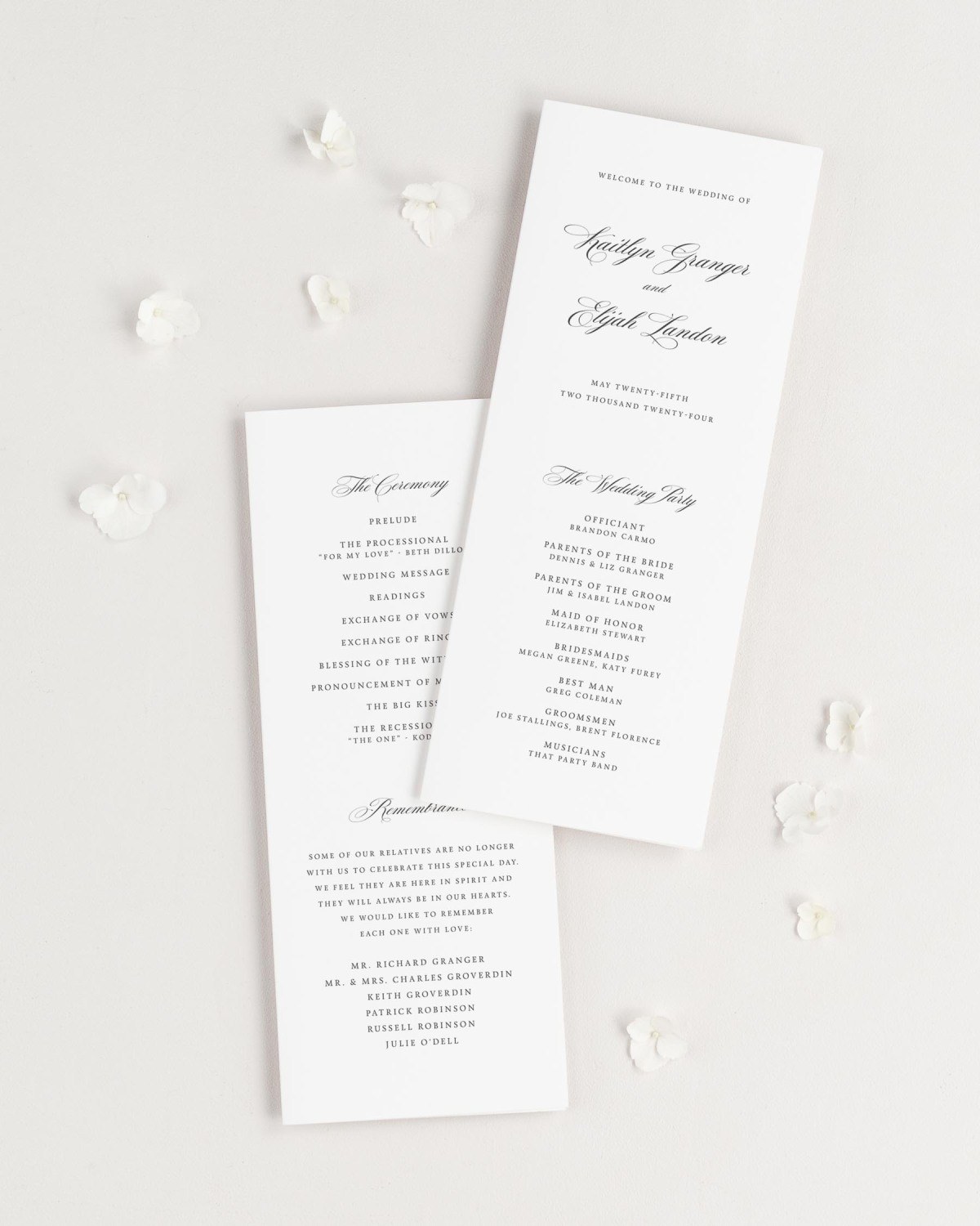Kaitlyn Wedding Programs | Shine Wedding Invitations