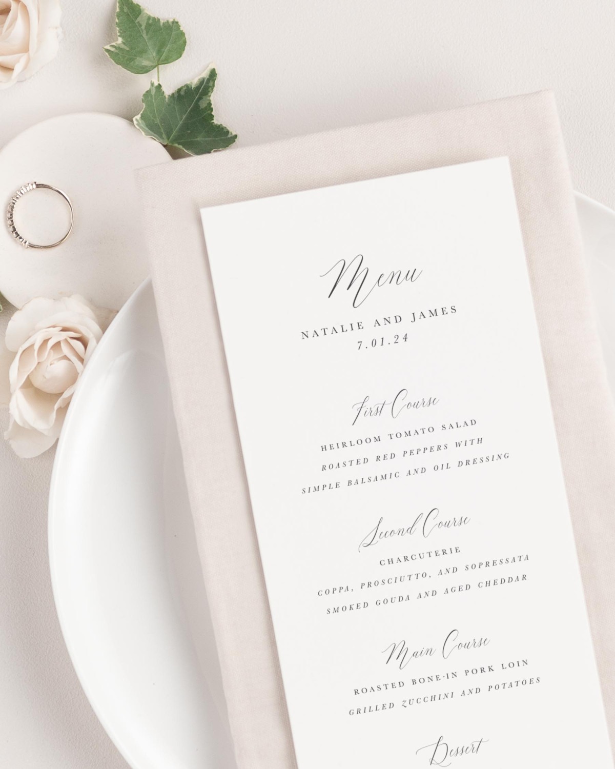 Natalie Wedding Menus | Shine Wedding Invitations