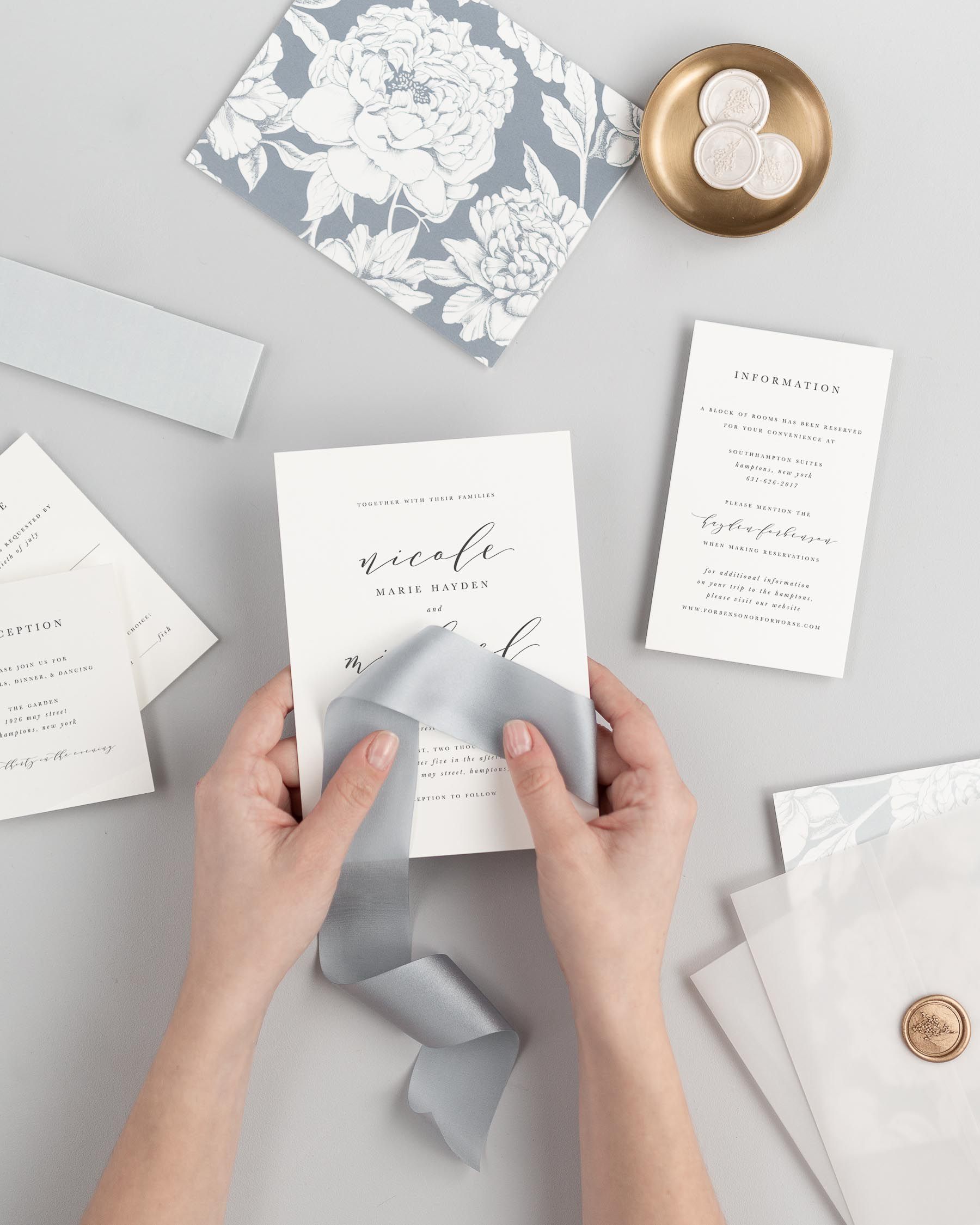 How to assemble wedding invitations with ribbon | Shine Wedding Invitations