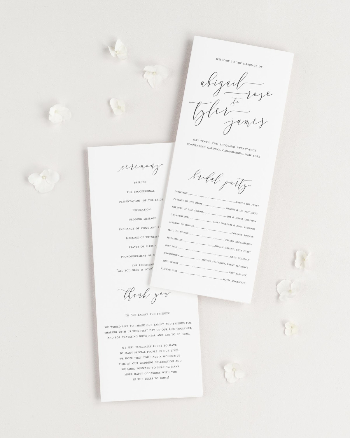 Romantic Calligraphy Wedding Programs | Shine Wedding Invitations