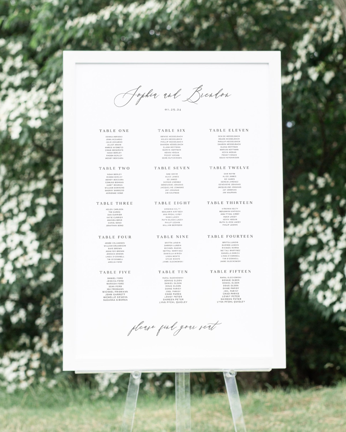 Sophia Seating Charts | Shine Wedding Invitations