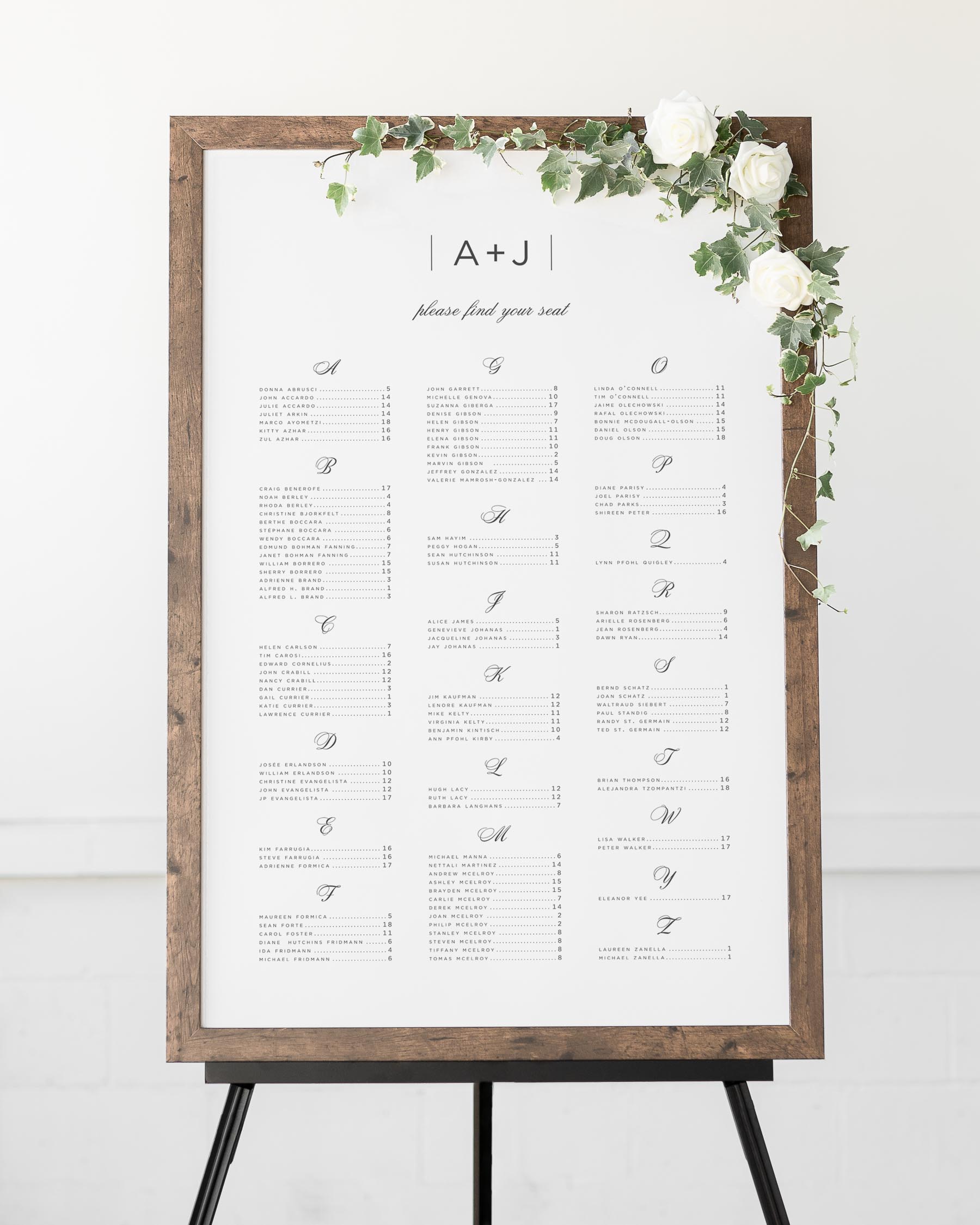 Elegant Wedding Seating Charts