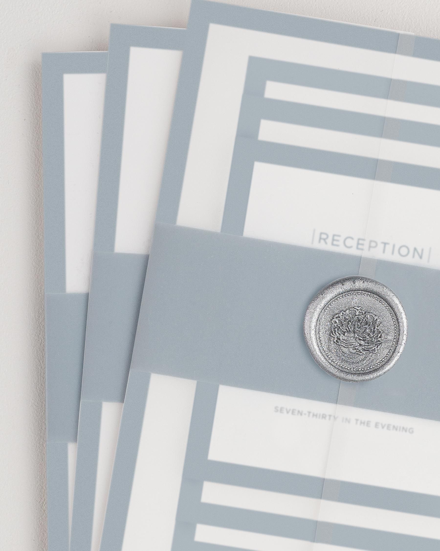 Modern Invitations with Mineral Blue Border | Shine Wedding Invitations