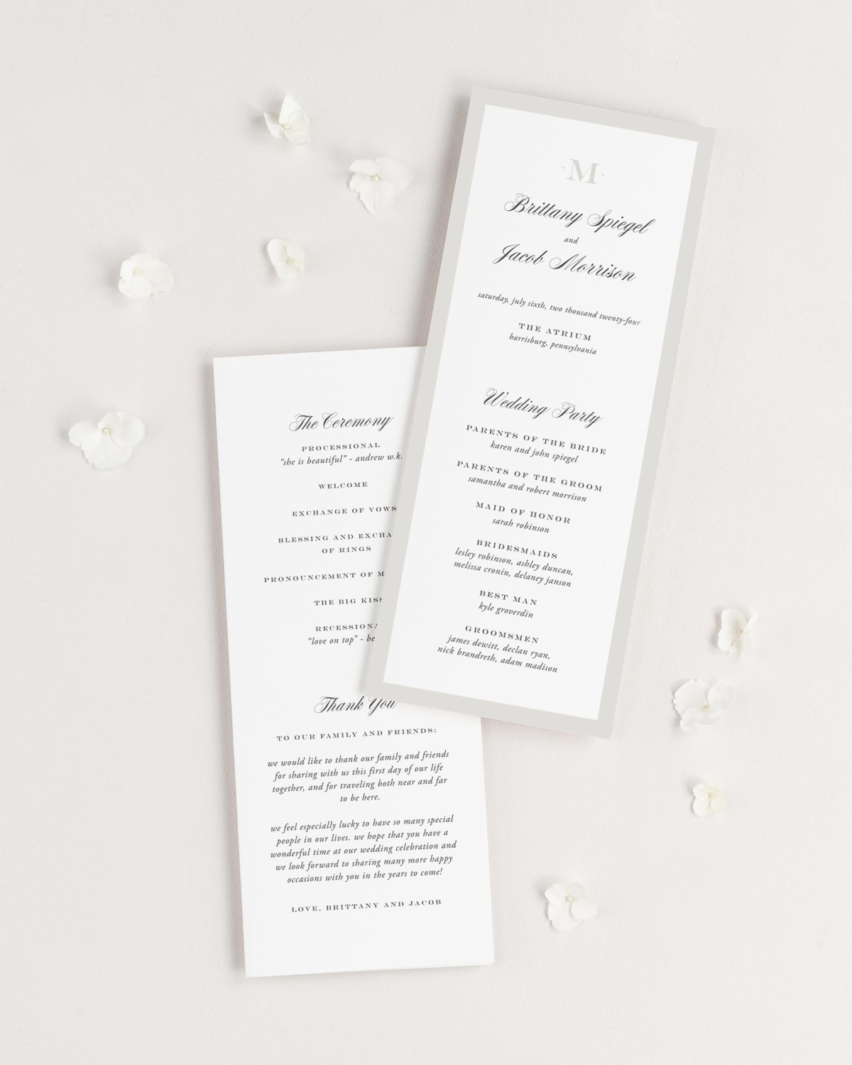 Upscale Monogram Wedding Programs | Shine Wedding Invitations