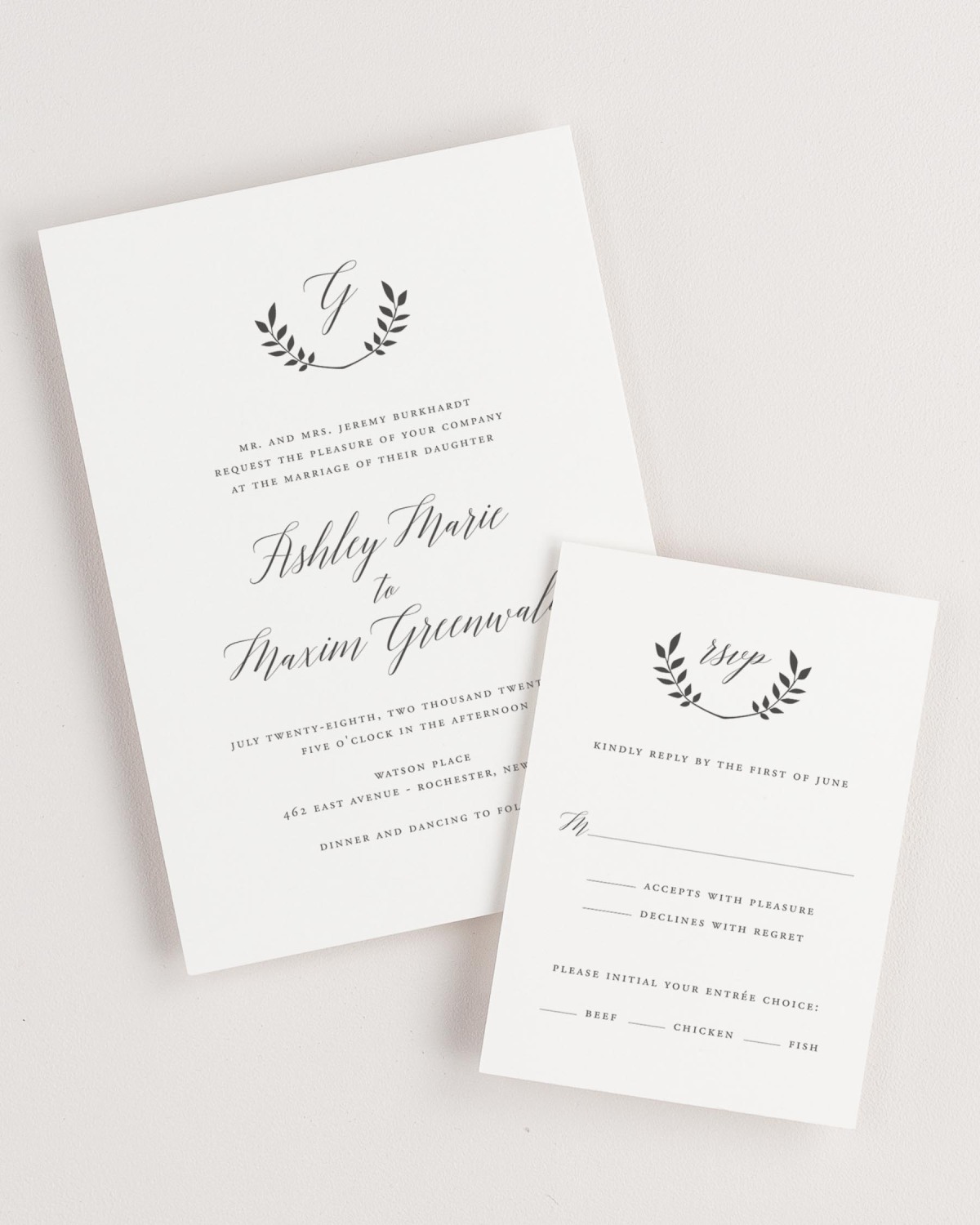 Wreath Monogram Wedding Invitations | Shine Wedding Invitations