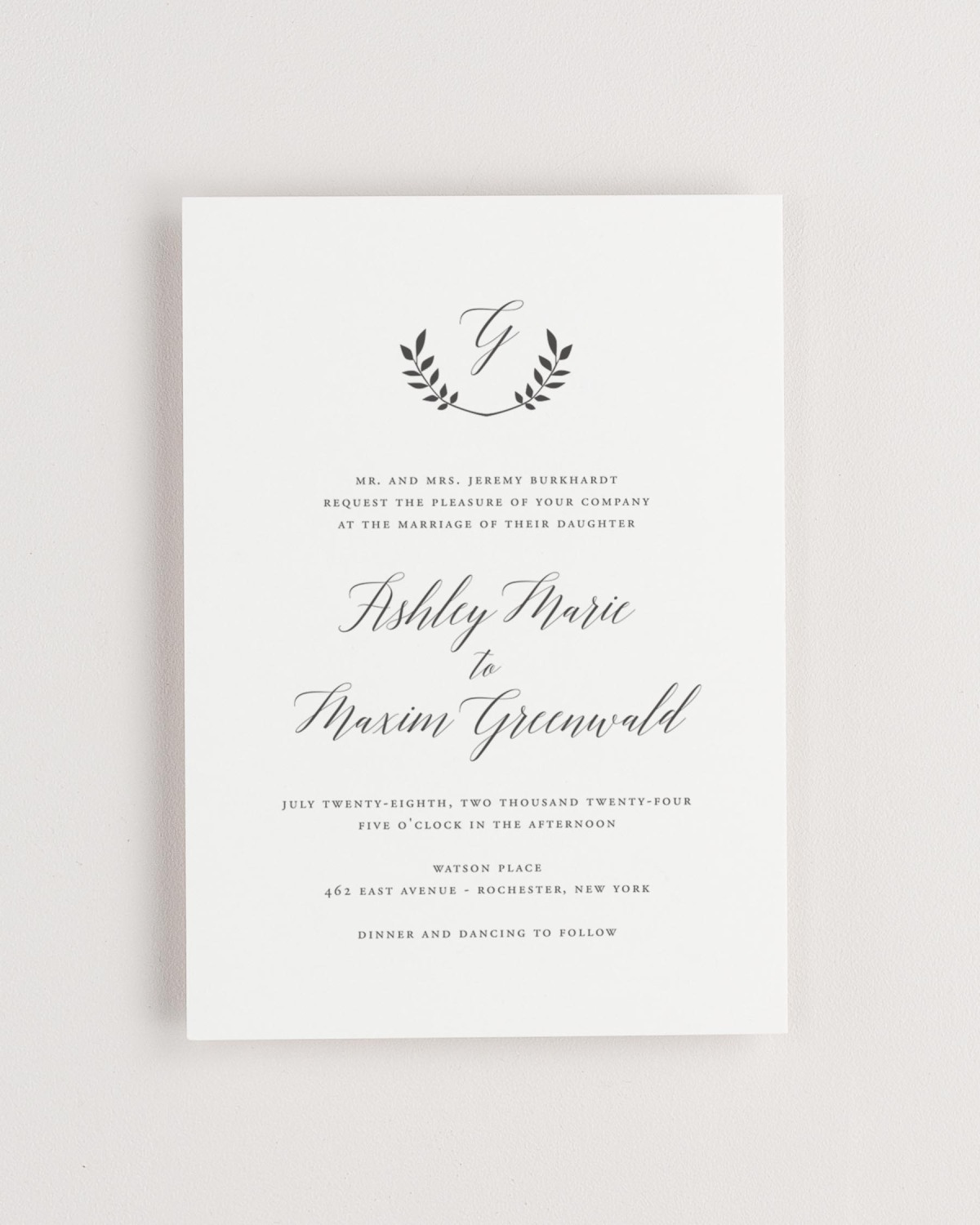 Wreath Monogram Wedding Invitations | Shine Wedding Invitations