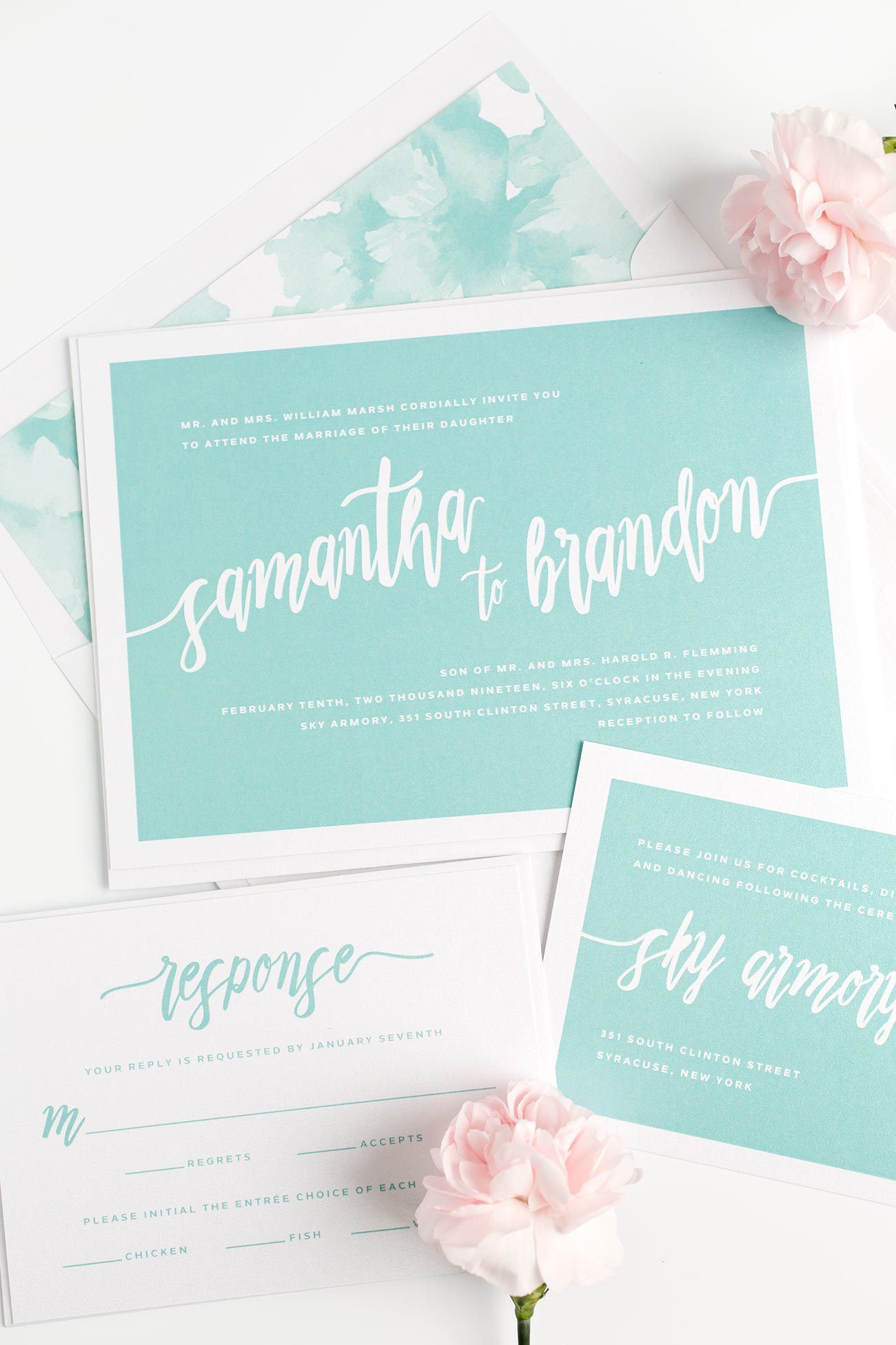 Elegantly Bold Wedding Invitations in Sea Glass | Shine Wedding Invitations