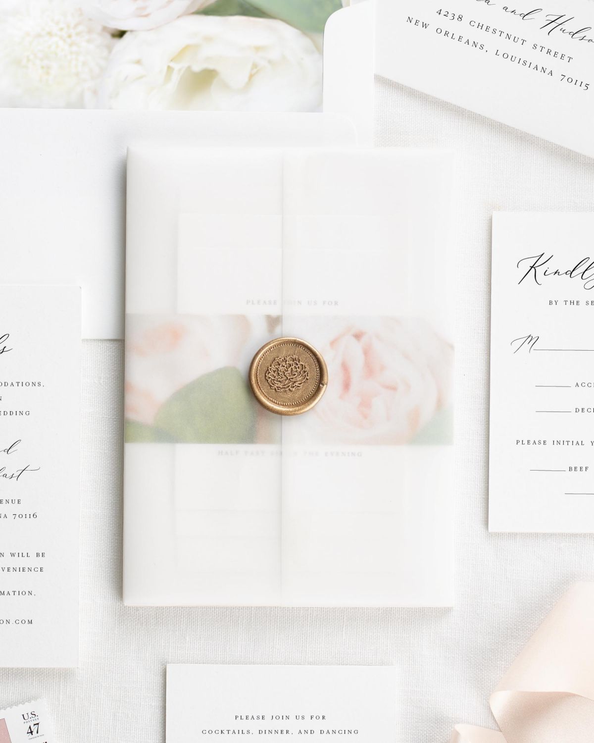 Light and Airy Floral Wedding Invitations in Light Pink | Shine Wedding ...