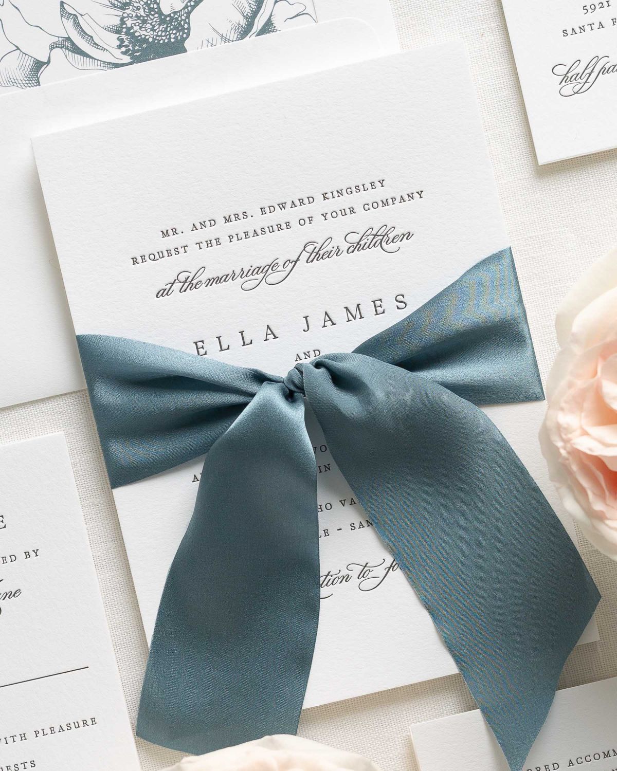 Modern Letterpress Wedding Invitations in Blue | Shine Wedding Invitations