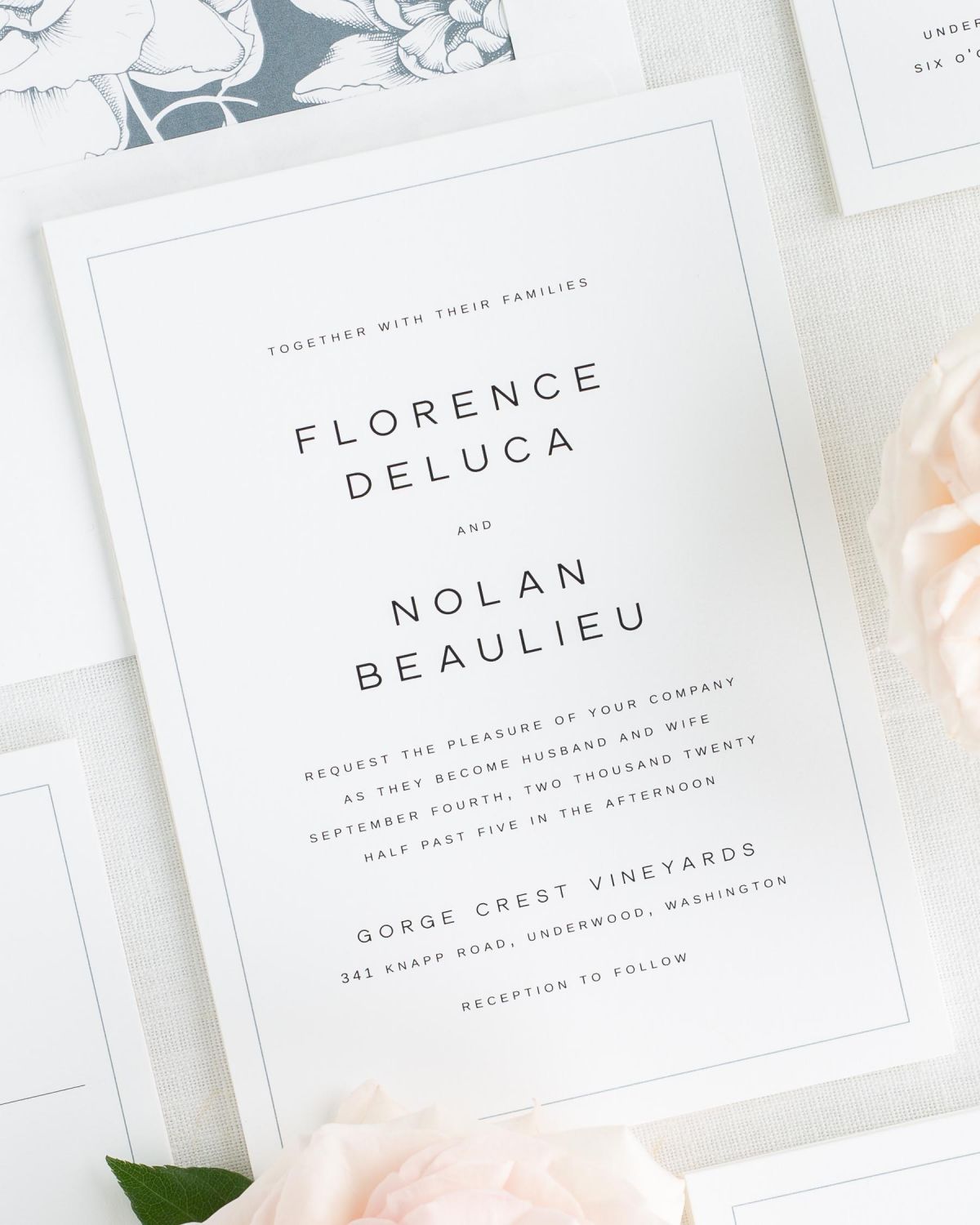 Bold and Modern Wedding Invitations in Steel Blue | Shine Wedding ...