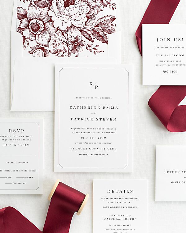 Modern and Romantic Ribbon Wedding Invitations | Shine Wedding Invitations