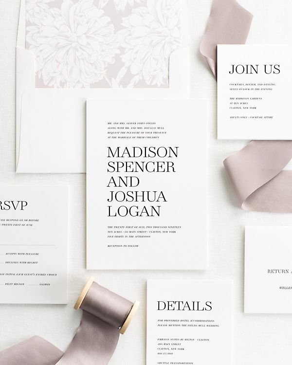 Modern Wedding Invitations Softened with Silk Ribbon | Shine Wedding ...