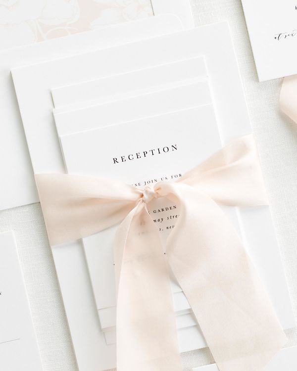 Modern Wedding Invitations with a Pale Pink Silk Ribbon | Shine Wedding ...
